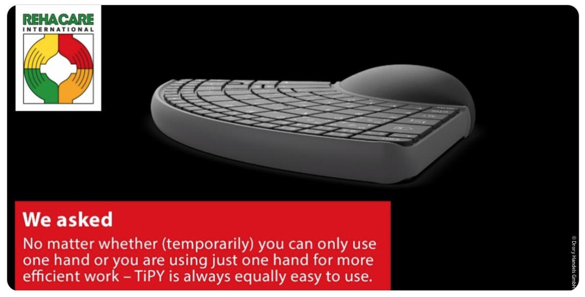 TiPY, Keyboard, single, one handed keyboard, disability, – Tipy Keyboard