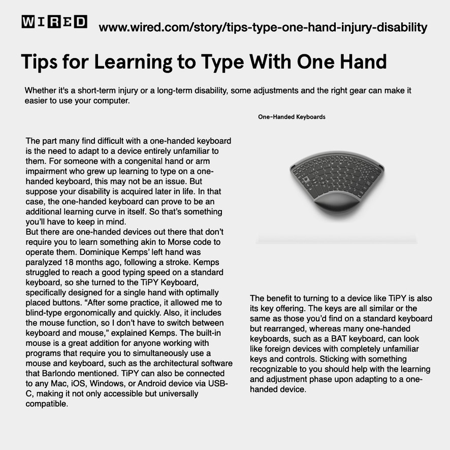 Tipy Keyboard – Tips for Learning to Type With One Hand